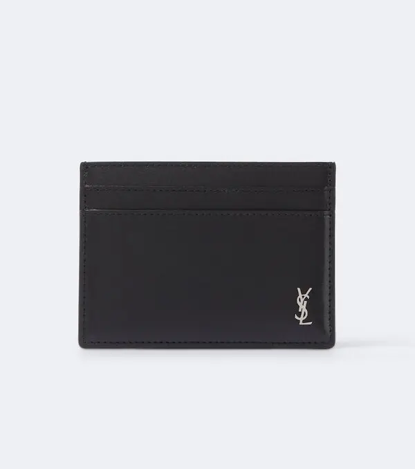Saint Laurent Cassandre Leather Card Holder - Black