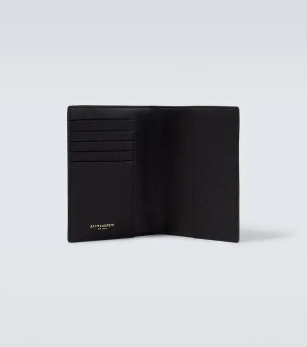 Saint Laurent Cassandre Leather Card Holder - Black