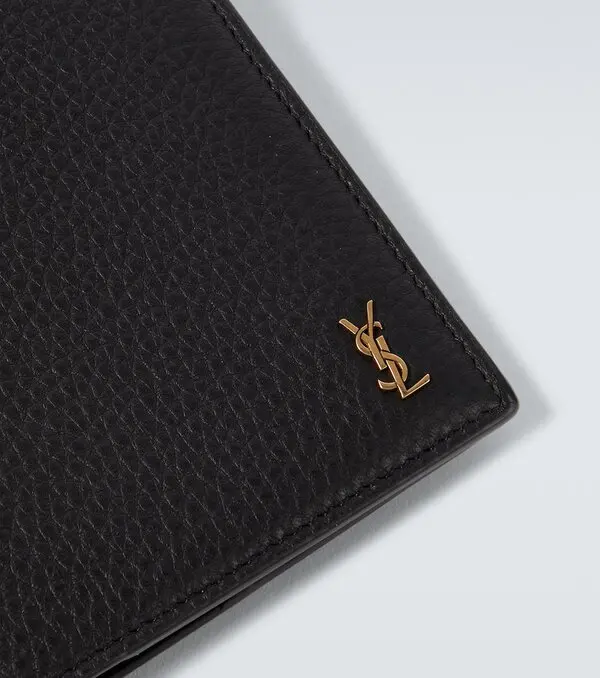 Saint Laurent Cassandre Leather Card Holder - Black