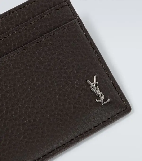 Saint Laurent Cassandre Leather Card Holder - Brown