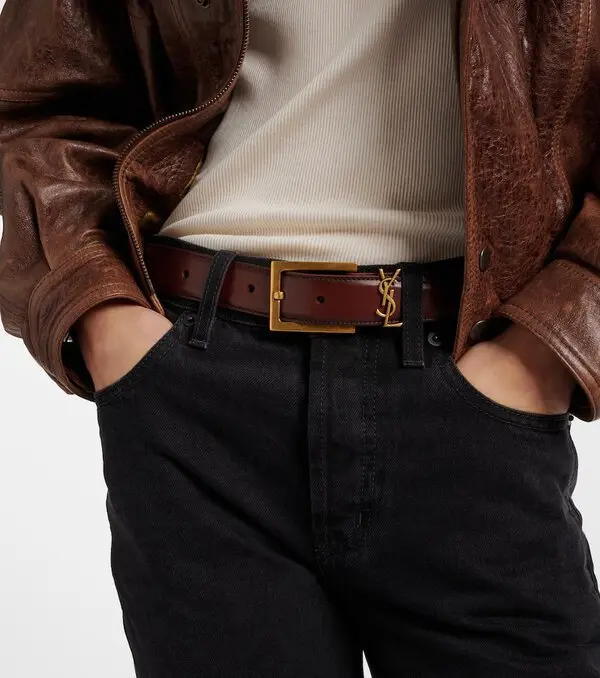 Saint Laurent Cassandre Leather Belt
