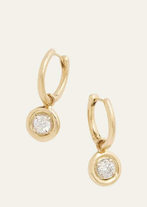 Jamie Wolf 18k Gold Diamond Drop Hoop Earrings - Yellow Go