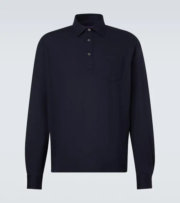 Ralph Lauren Purple Label Cotton And Cashmere Polo Shirt - Blue