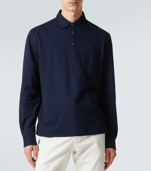 Ralph Lauren Purple Label Cotton And Cashmere Polo Shirt - Blue