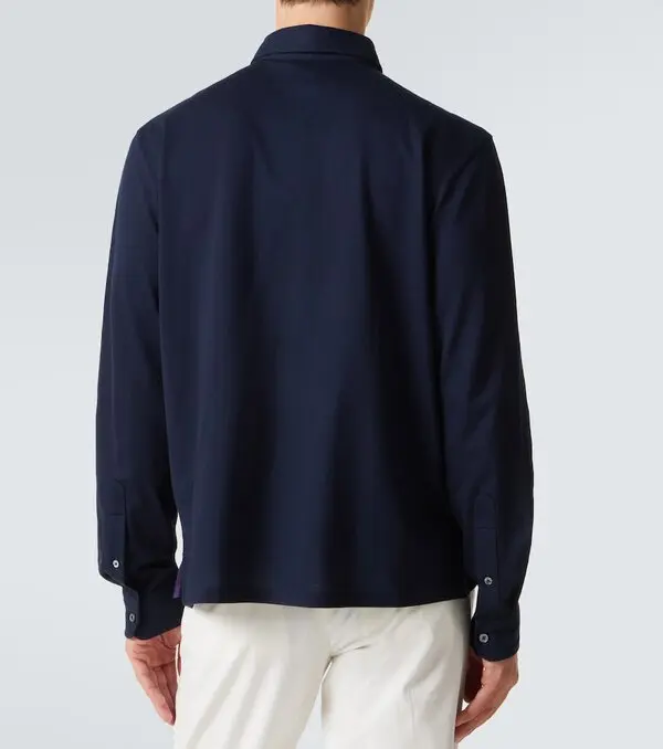 Ralph Lauren Purple Label Cotton And Cashmere Polo Shirt - Blue