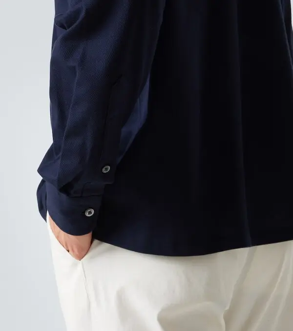 Ralph Lauren Purple Label Cotton And Cashmere Polo Shirt - Blue