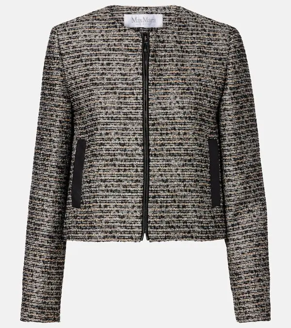 Max Mara Volume Tweed Jacket - Black