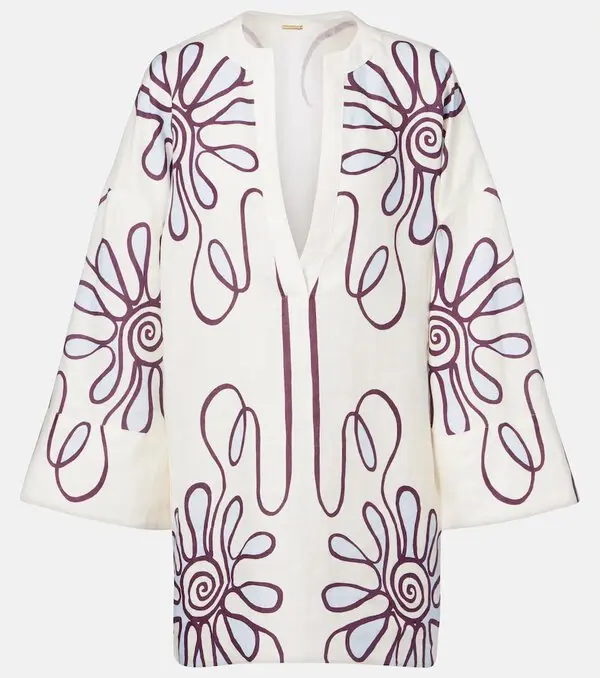 CALA DE LA CRUZ Printed Linen Tunic - White