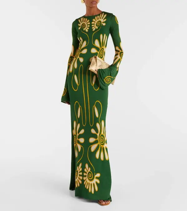 CALA DE LA CRUZ Amay Printed Maxi Dress