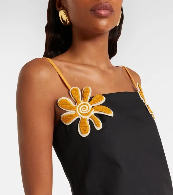 CALA DE LA CRUZ Catania Appliqué Cotton-blend Minidress