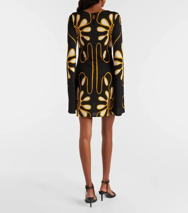 CALA DE LA CRUZ Maisha Printed Jersey Minidress - Black