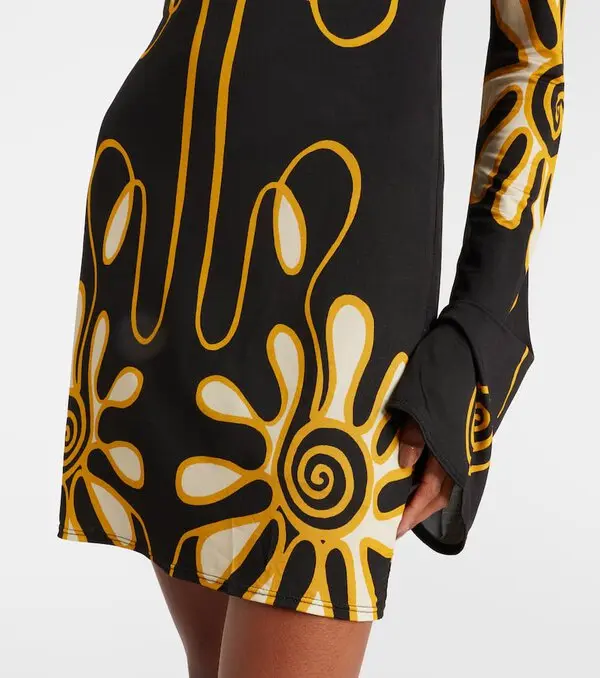 CALA DE LA CRUZ Maisha Printed Jersey Minidress - Black