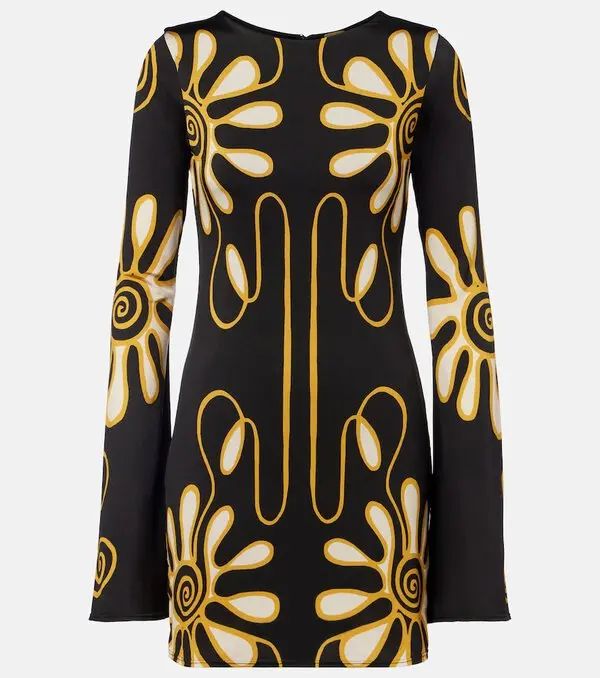 CALA DE LA CRUZ Maisha Printed Jersey Minidress - Black