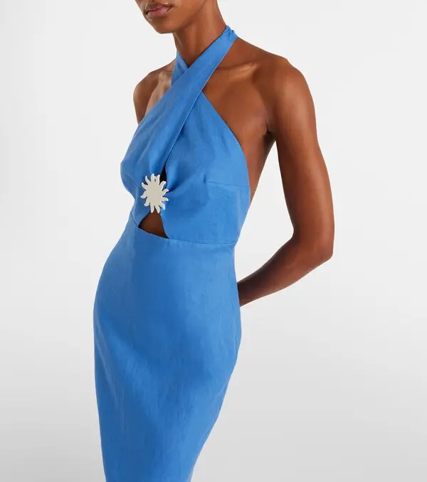 CALA DE LA CRUZ Orly Cutout Linen Maxi Dress