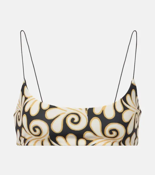 CALA DE LA CRUZ Isla Printed Bikini Top - Black