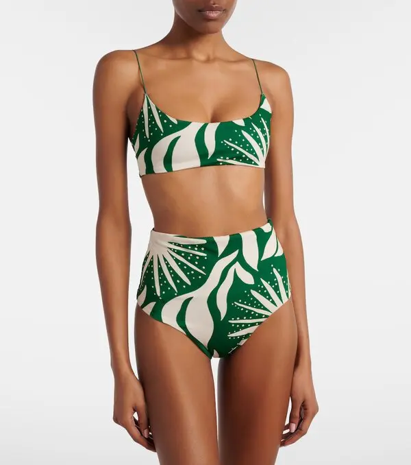 CALA DE LA CRUZ Isla Printed Bikini Top - Green