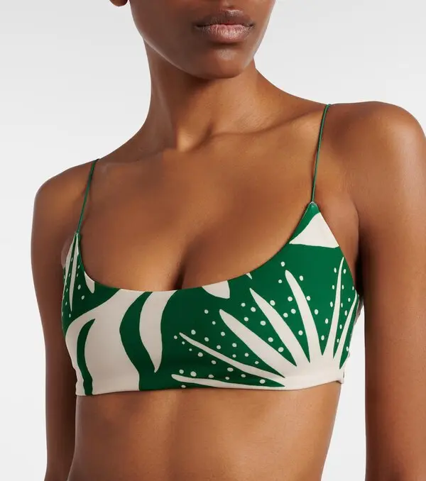 CALA DE LA CRUZ Isla Printed Bikini Top - Green