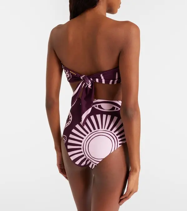 CALA DE LA CRUZ Elisa Printed High-rise Bikini Bottoms - Purple
