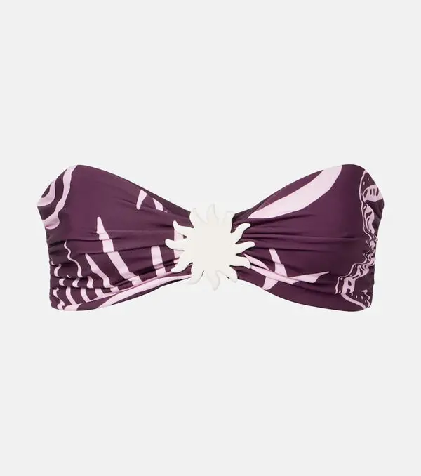 CALA DE LA CRUZ Maple Printed Bandeau Bikini Top - Purple