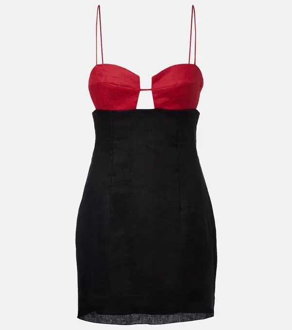 CALA DE LA CRUZ Soline Linen Minidress - Black