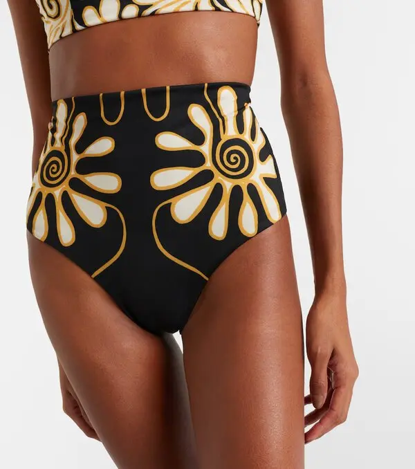 CALA DE LA CRUZ Elisa Printed High-rise Bikini Bottoms