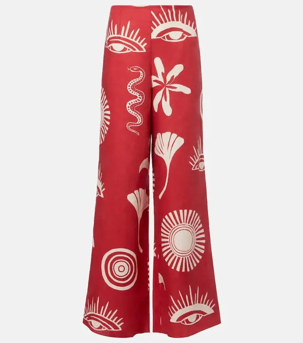 CALA DE LA CRUZ Toya Printed Linen Wide-leg Pants