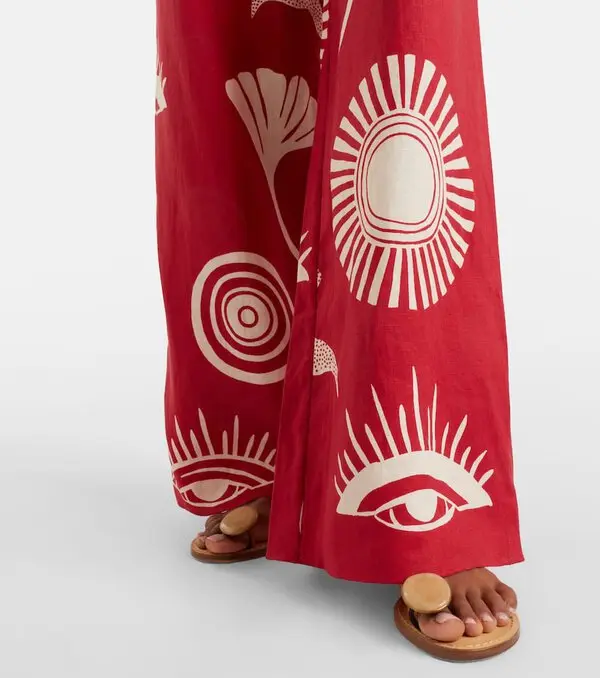 CALA DE LA CRUZ Toya Printed Linen Wide-leg Pants