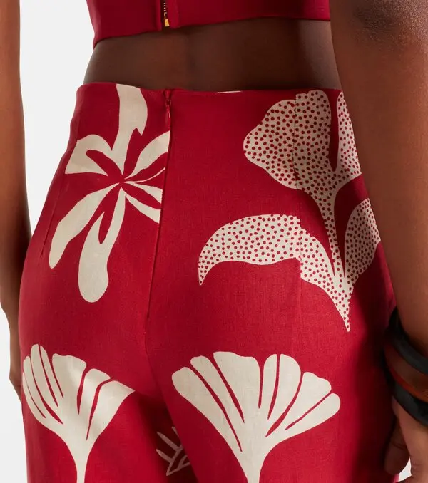 CALA DE LA CRUZ Toya Printed Linen Wide-leg Pants