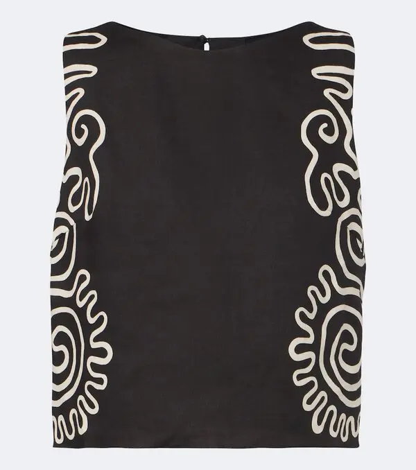 CALA DE LA CRUZ Linen Top - Brown