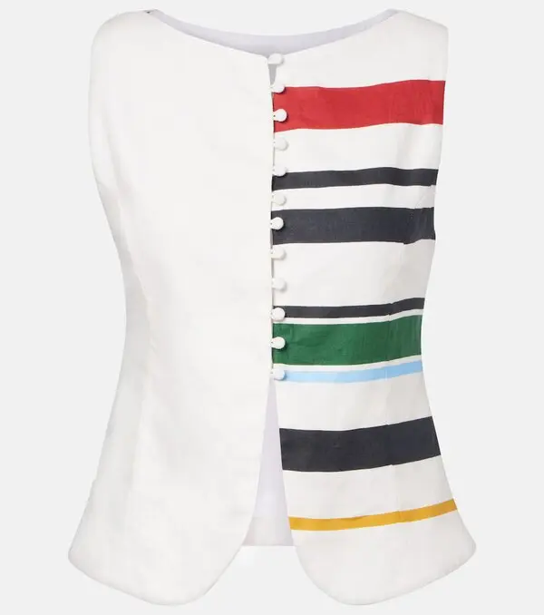 CALA DE LA CRUZ Genova Striped Linen Top