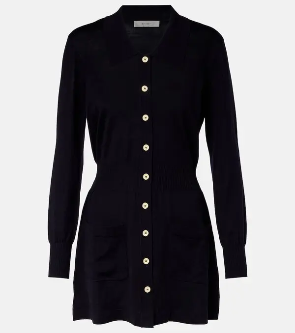 FRAME Wool Polo Dress - Blue