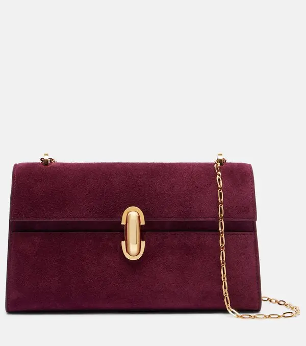 Savette Symmetry Suede Crossbody Bag - Purple
