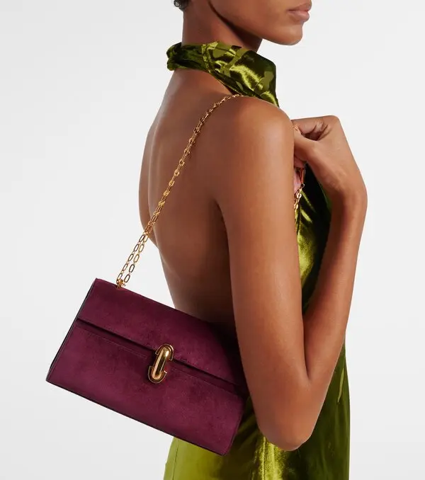Savette Symmetry Suede Crossbody Bag - Purple