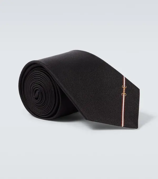 Gucci Horsebit Silk Jacquard Neck Tie - Black