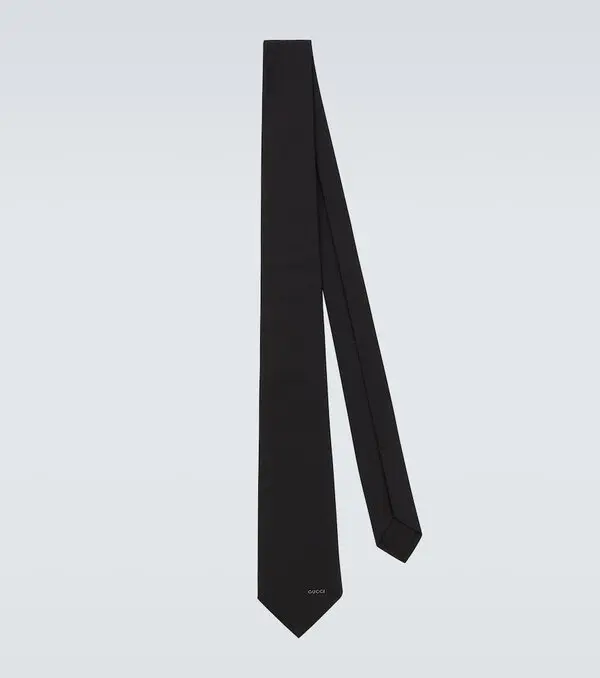 Gucci Horsebit Silk Jacquard Neck Tie - Black