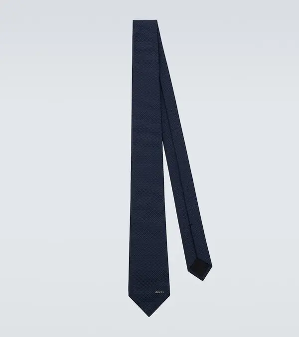 Gucci Horsebit Silk Jacquard Tie - Blue