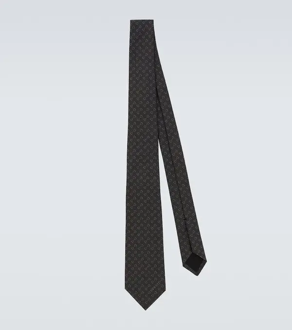 Gucci Horsebit Silk Jacquard Neck Tie - Grey