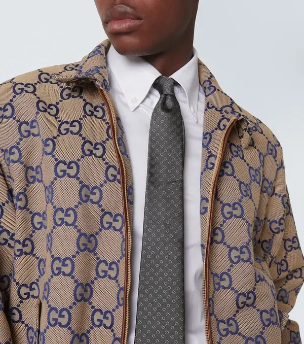 Gucci Horsebit Silk Jacquard Neck Tie - Grey