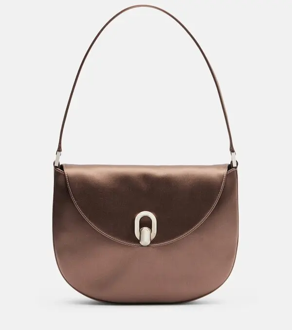 Savette Tondo Small Satin Shoulder Bag - Brown