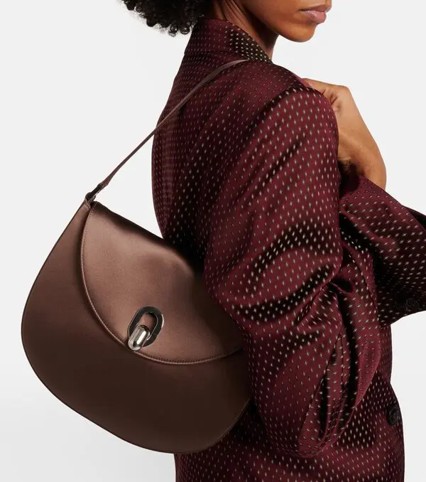 Savette Tondo Small Satin Shoulder Bag - Brown