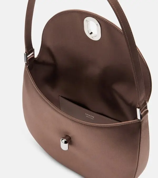 Savette Tondo Small Satin Shoulder Bag - Brown