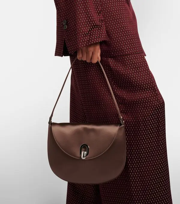 Savette Tondo Small Satin Shoulder Bag - Brown