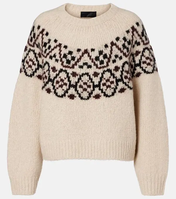 NILI LOTAN Chrissy Fair Isle Jacquard Sweater - Beige