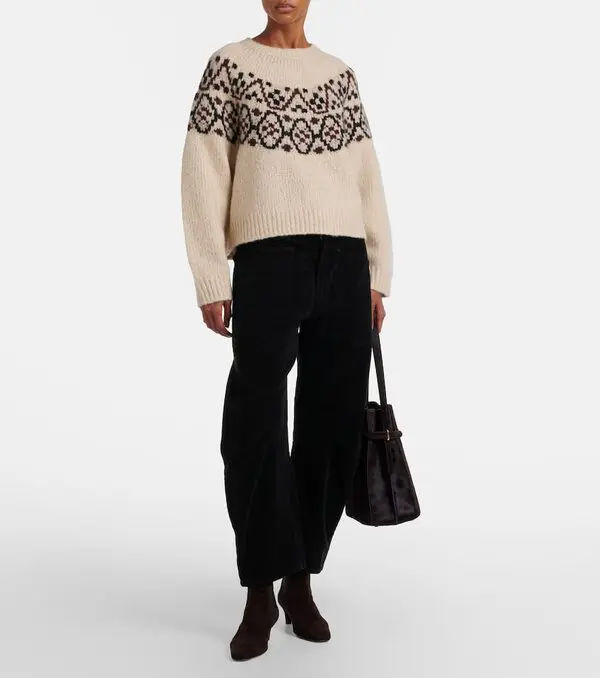 NILI LOTAN Chrissy Fair Isle Jacquard Sweater - Beige