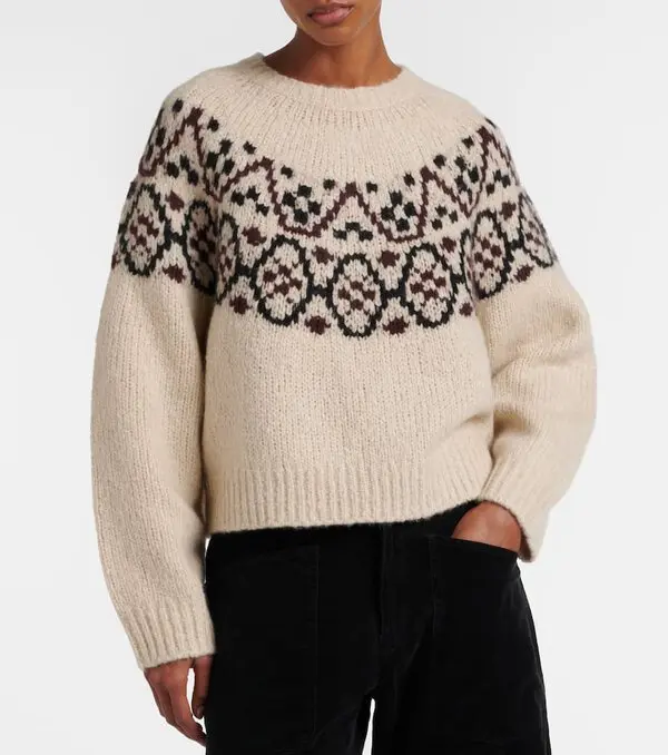 NILI LOTAN Chrissy Fair Isle Jacquard Sweater - Beige