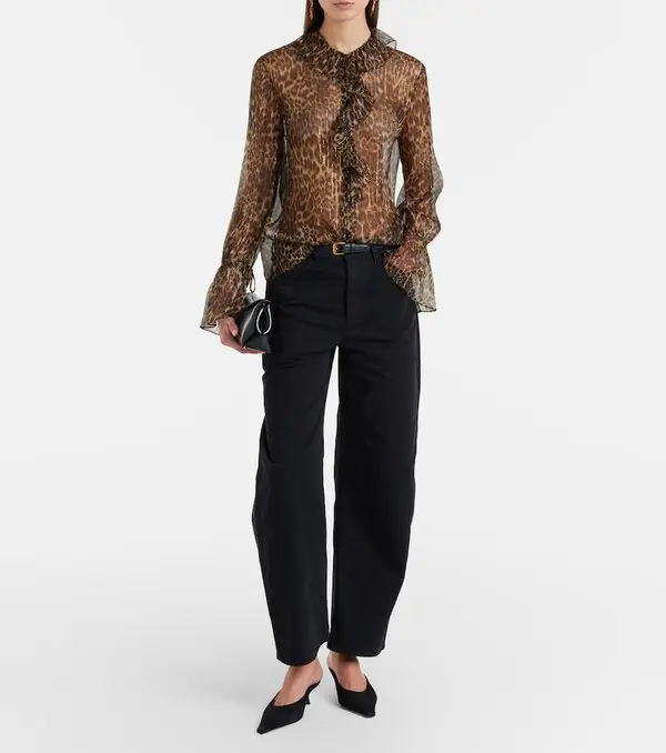 NILI LOTAN Cecily Leopard-print Silk-blend Blouse - Brown