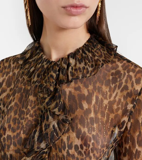 NILI LOTAN Cecily Leopard-print Silk-blend Blouse - Brown