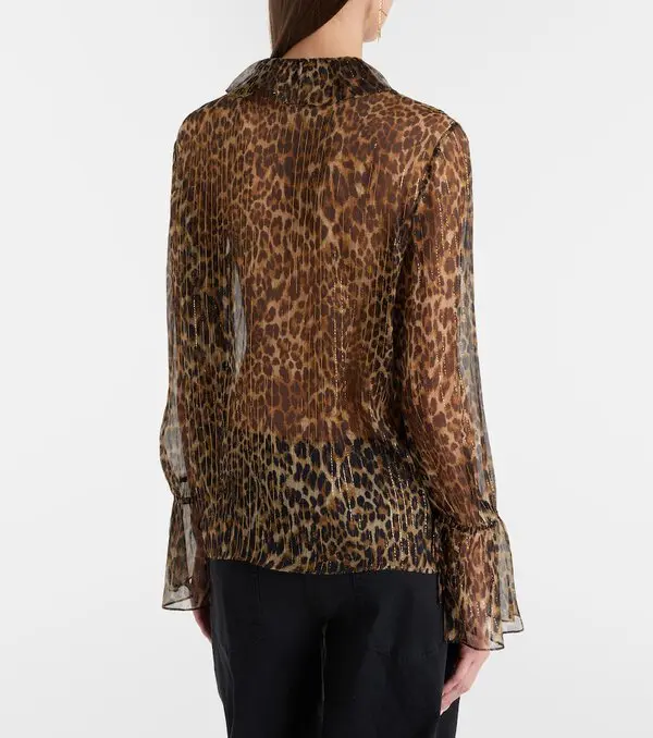 NILI LOTAN Cecily Leopard-print Silk-blend Blouse - Brown