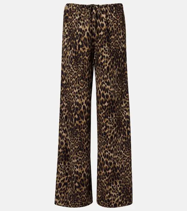 NILI LOTAN Adriel Leopard-print Wide-leg Pants