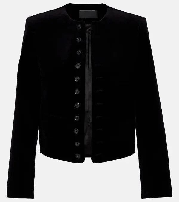 NILI LOTAN Patti Cotton Velvet Jacket - Black